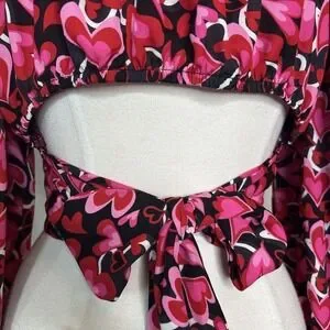 Madden Nyc | Tops | Madden Nyc Heart Pattern Long Sleeve Pink And Black ...